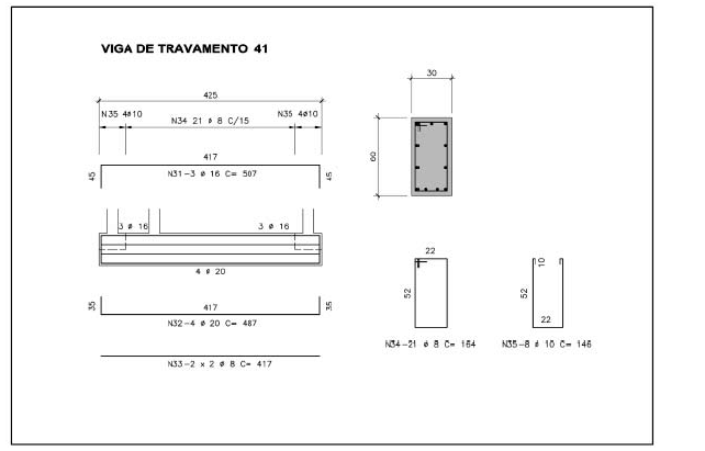 No projeto de armação da viga de travamento 41 do projeto... - Gran ...